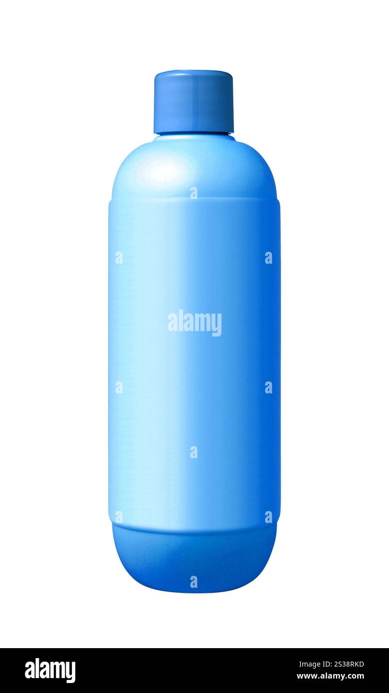 Blue shampoo dispenser pump plastic bottle isolated on white background ...