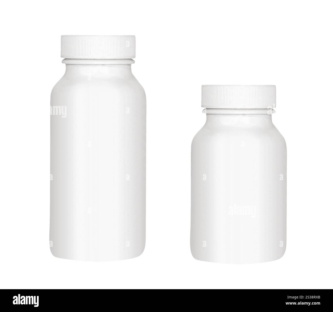 White medical containers on white background. White medical containers ...