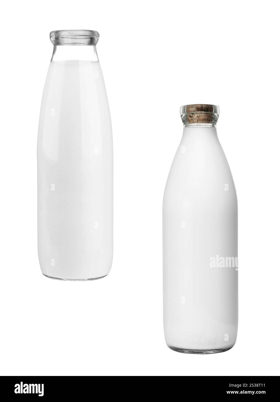 Two milk bottles isolated on white background. Two milk bottles Stock ...