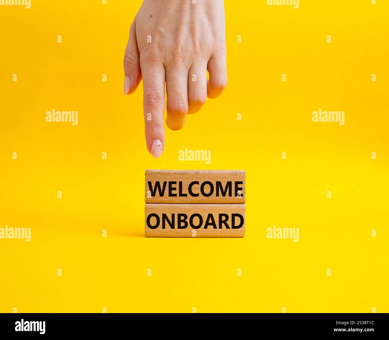 Welcome onboard symbol. Concept words Welcome onboard on wooden blocks ...