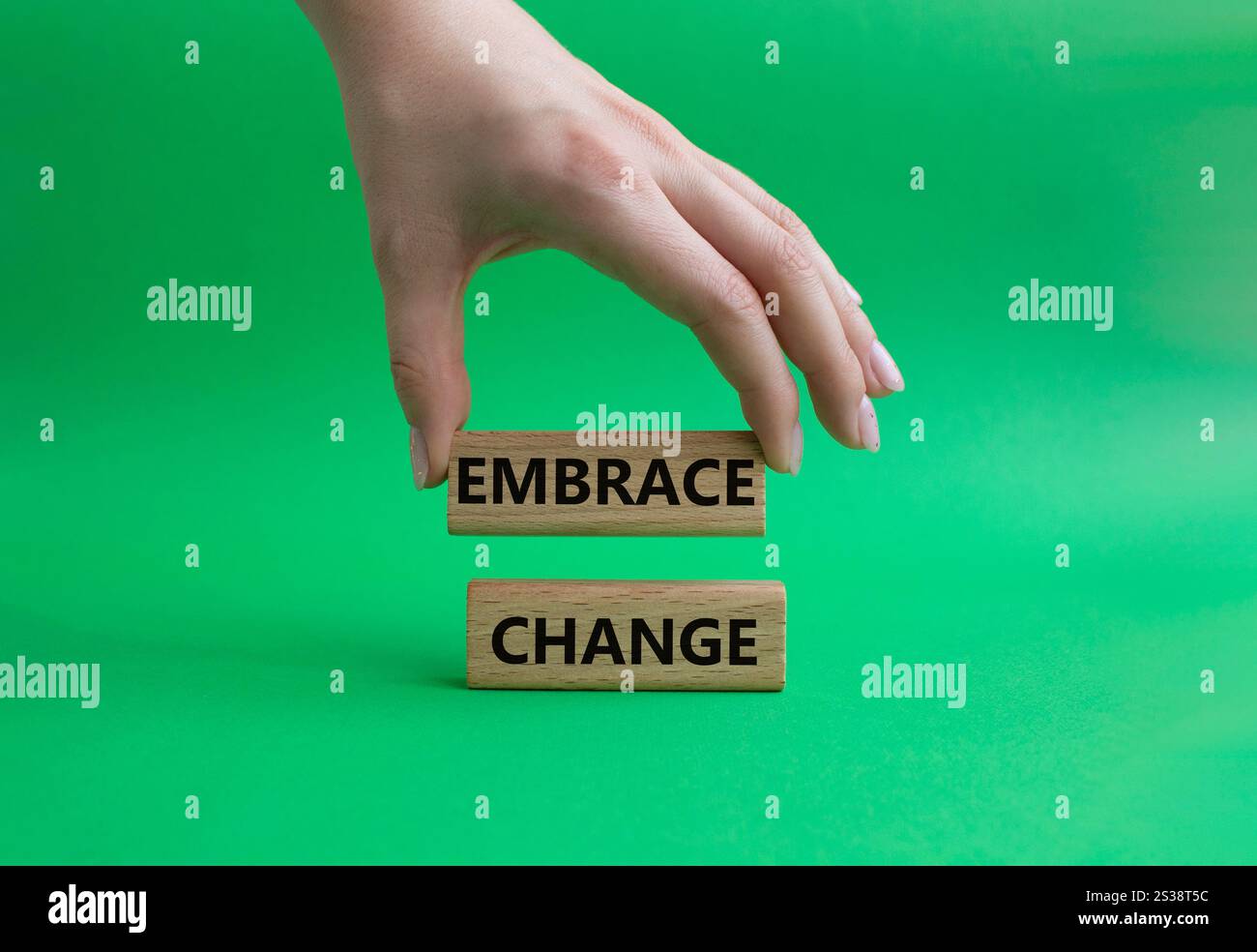Embrace change symbol. Concept word Embrace change on wooden blocks ...
