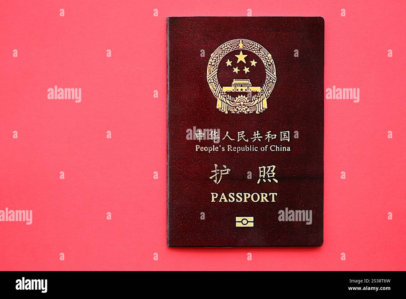 Red passport of People Republic of China. PRC chinese passport on ...