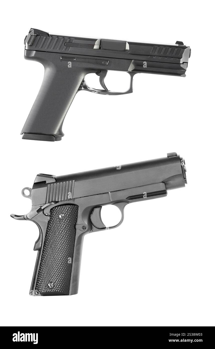 Pistols isolated on white background. Pistols isolated Stock Photo - Alamy