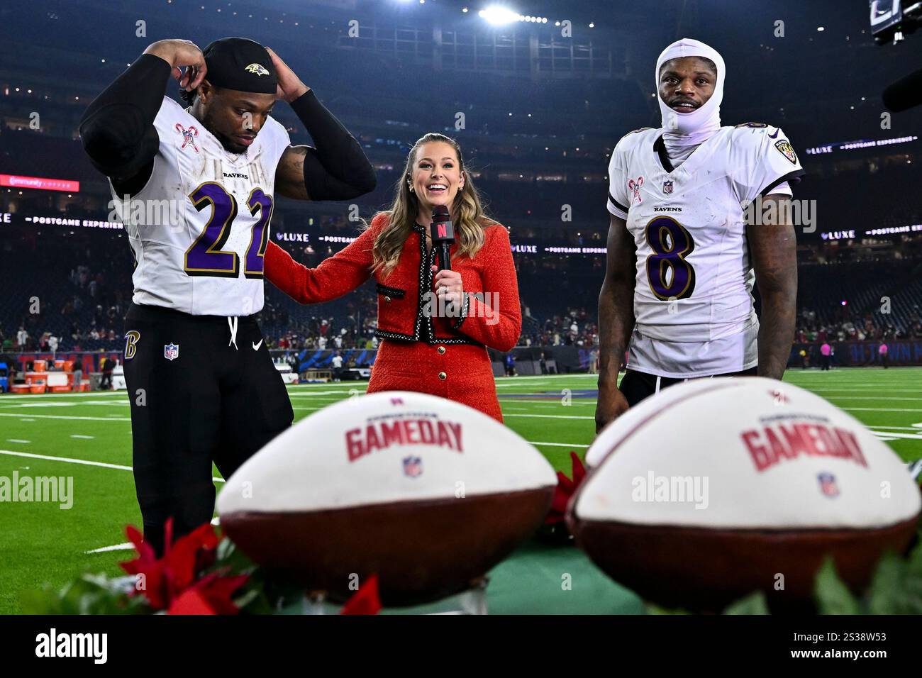 Netflix reporter Jamie Erdahl interviews Baltimore Ravens quarterback ...