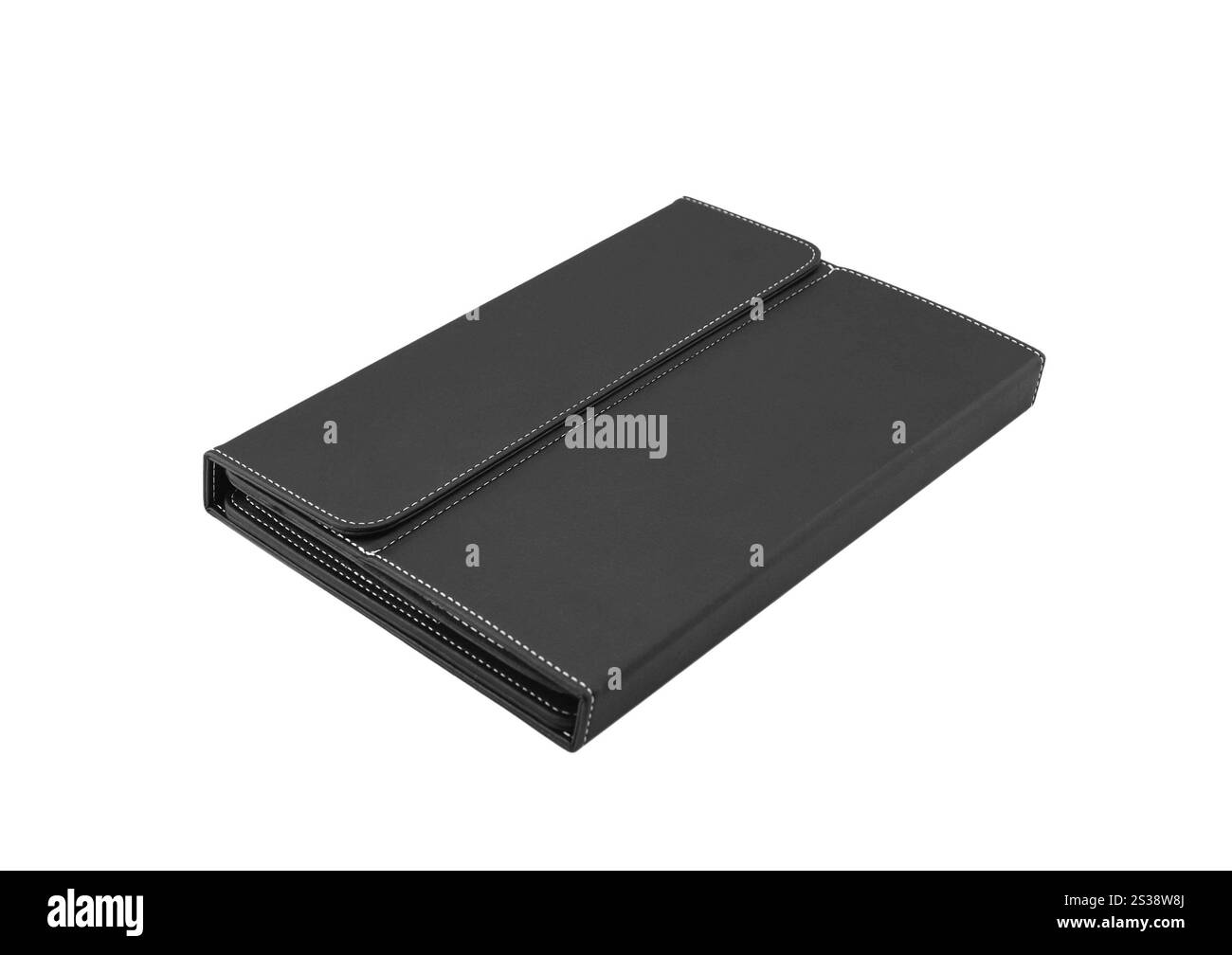 blue leather folio case for tablet isolated on white. blue leather ...