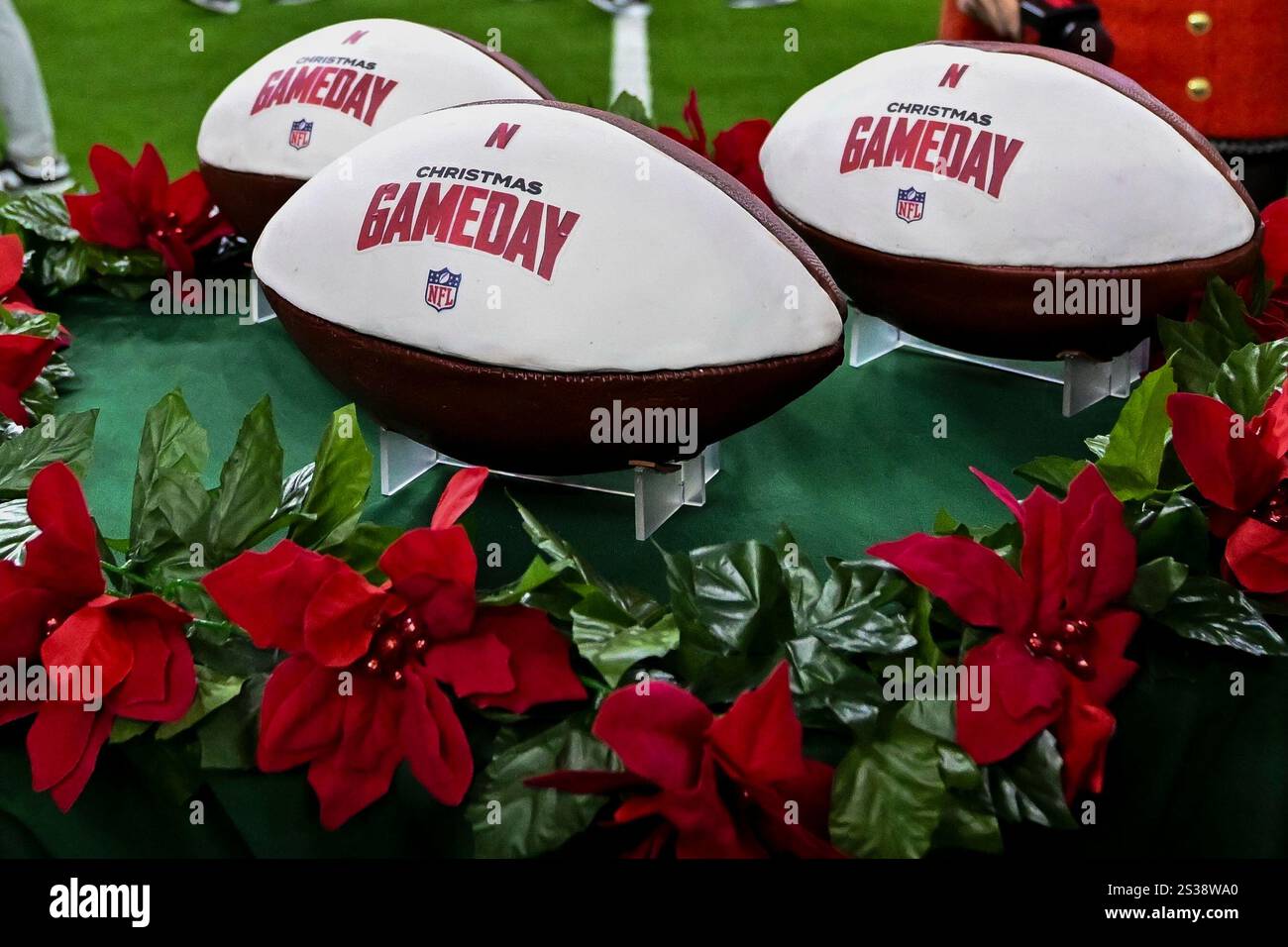 A detail view of the Netflix football cakes after an NFL football game ...