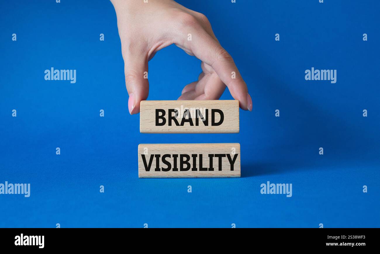Brand visibility symbol. Wooden blocks with words Brand visibility ...