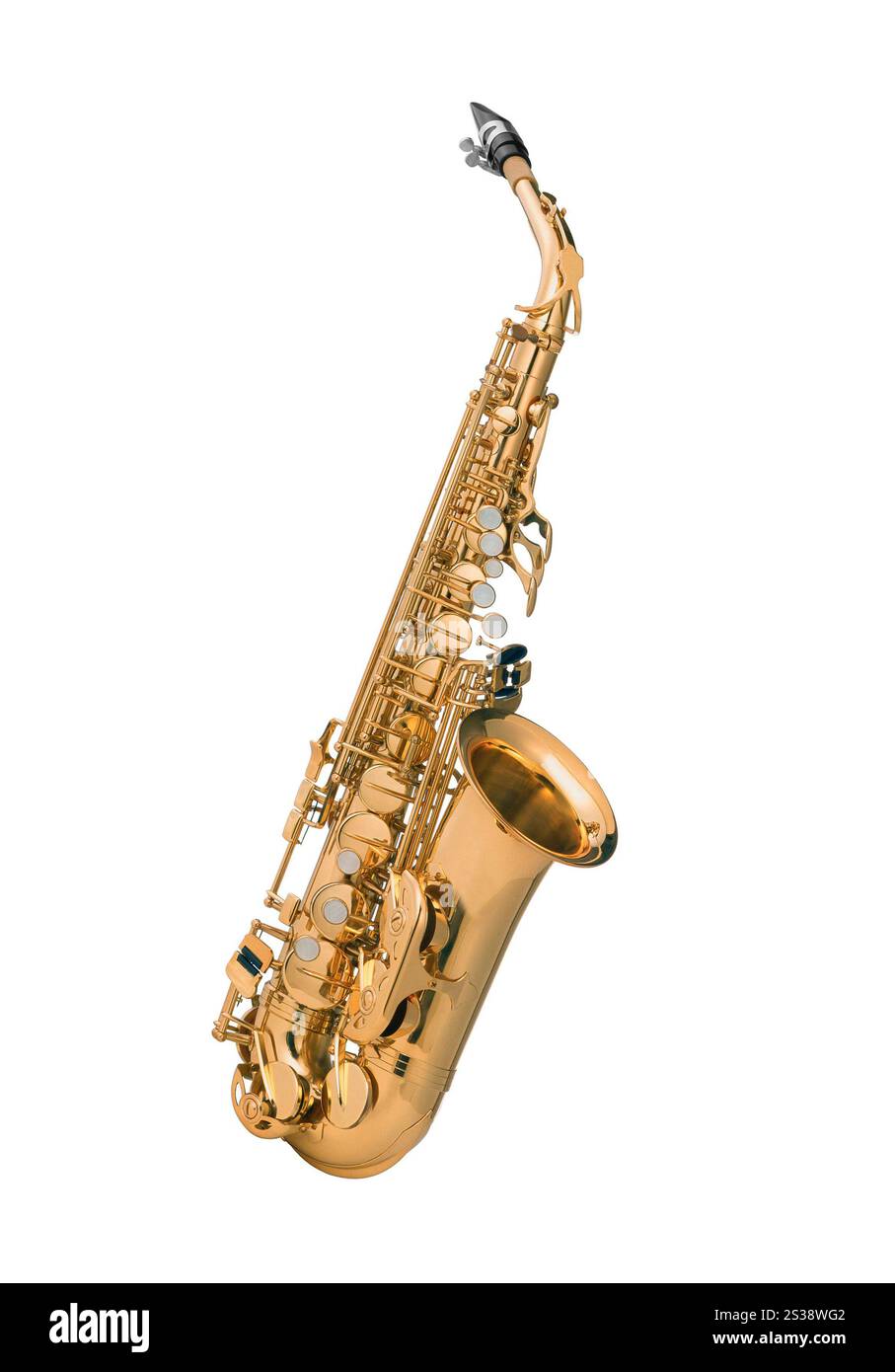 Tenor sax golden saxophone isolated on white background Stock Photo - Alamy