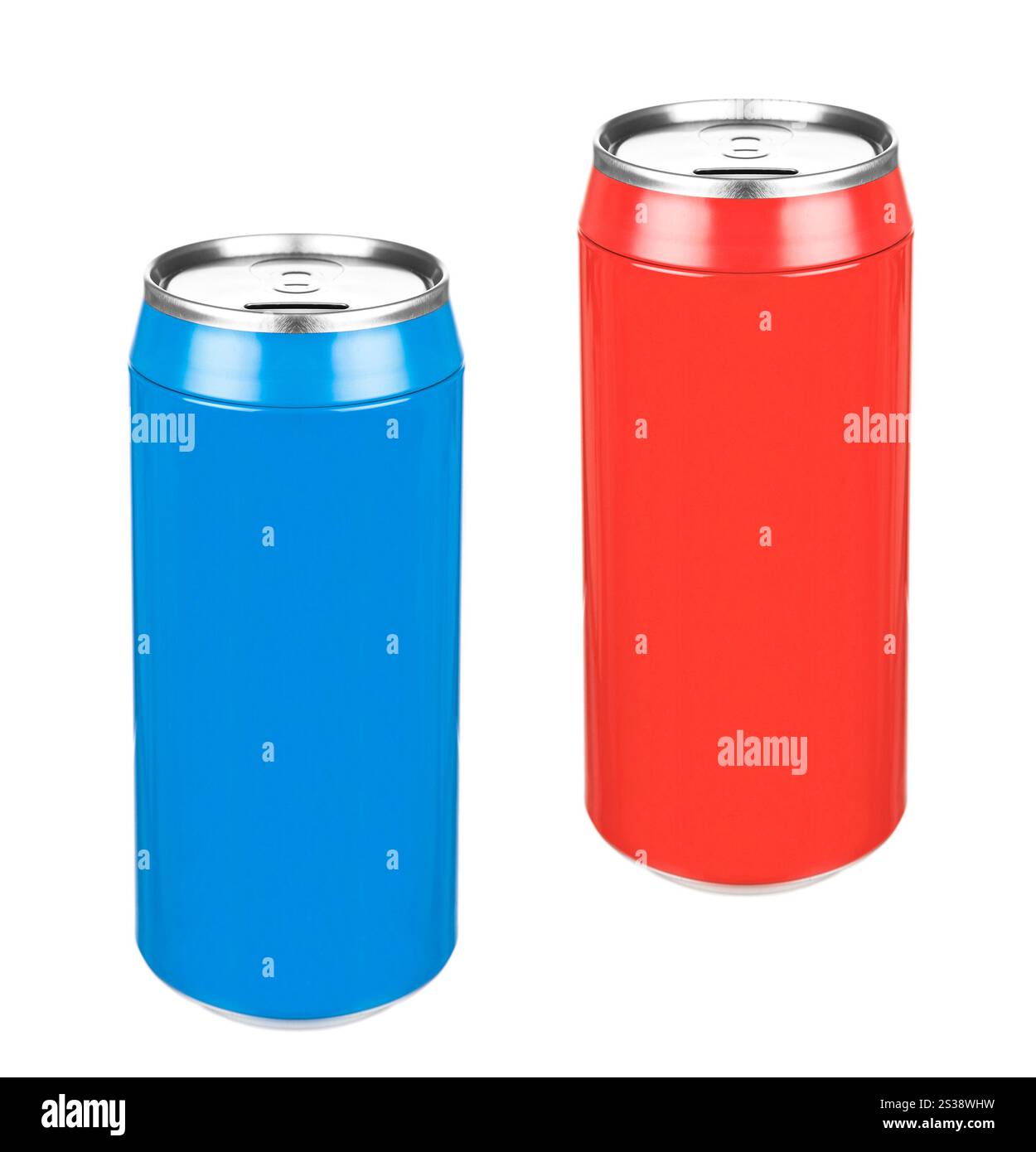 Aluminum blue and red soda cans isolated on white background. Aluminum ...