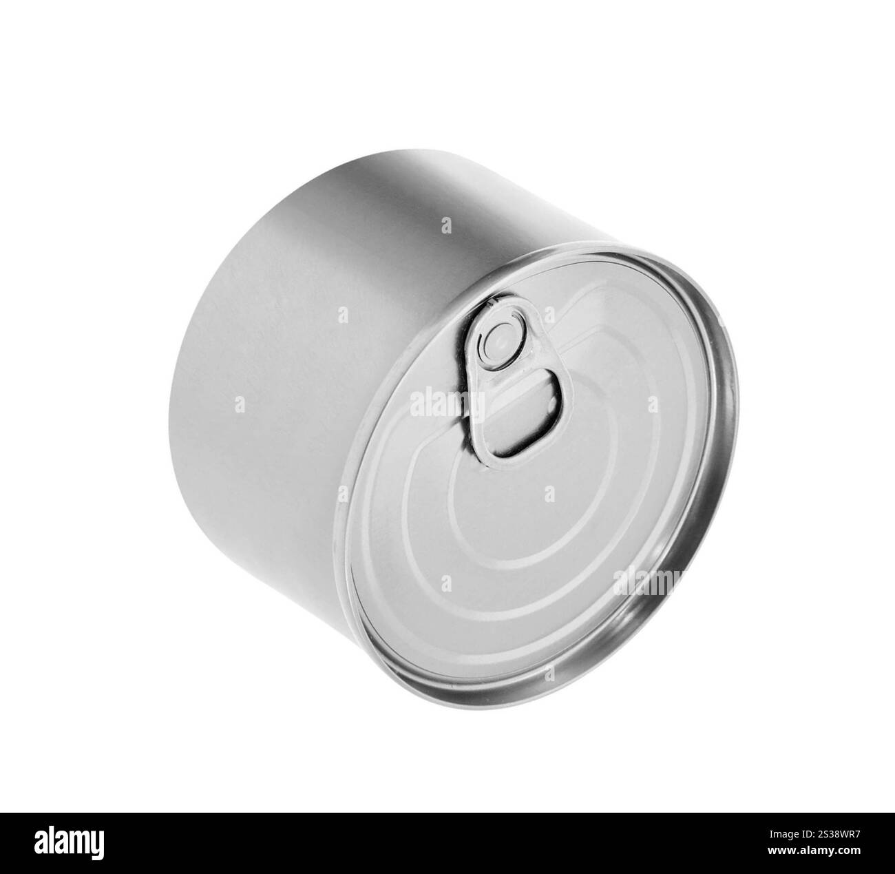 Tin can with no label isolated on white background. Tin can with no ...