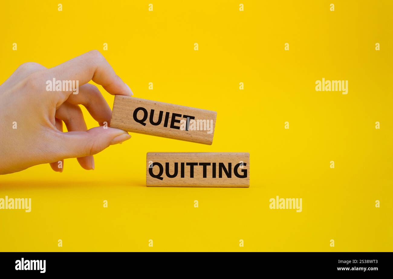 Quiet quitting symbol. Concept word Quiet quitting on wooden blocks ...