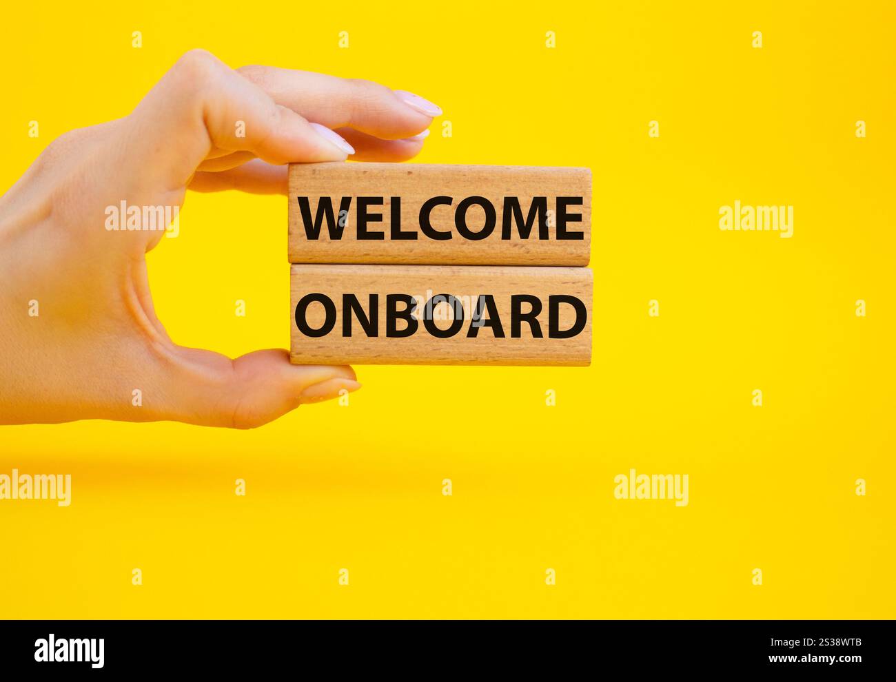 Welcome onboard symbol. Concept words Welcome onboard on wooden blocks ...