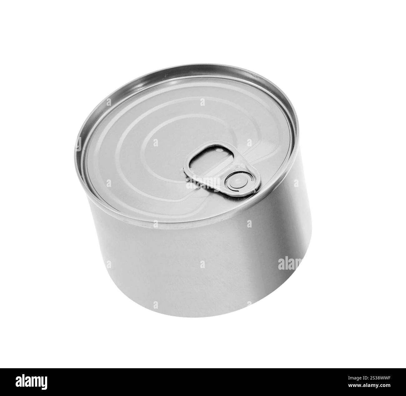 Tin can with no label isolated on white background. Tin can with no ...