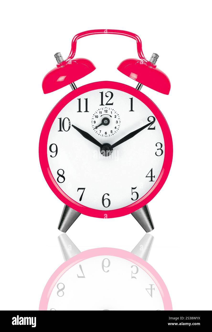 Old fashioned alarm clock on white background. Old fashioned alarm ...