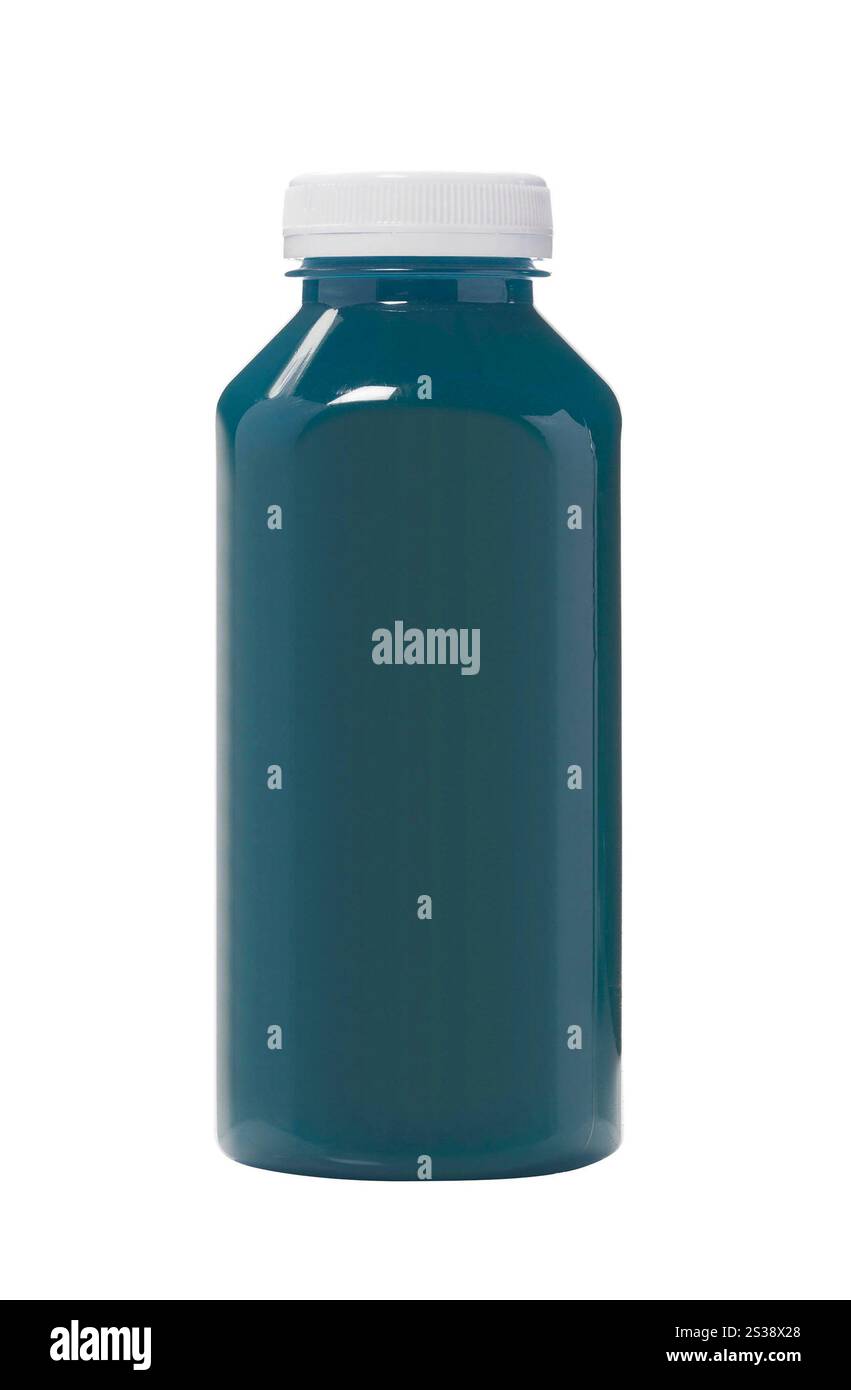 Bottled blue water color isolated on white Stock Photo - Alamy