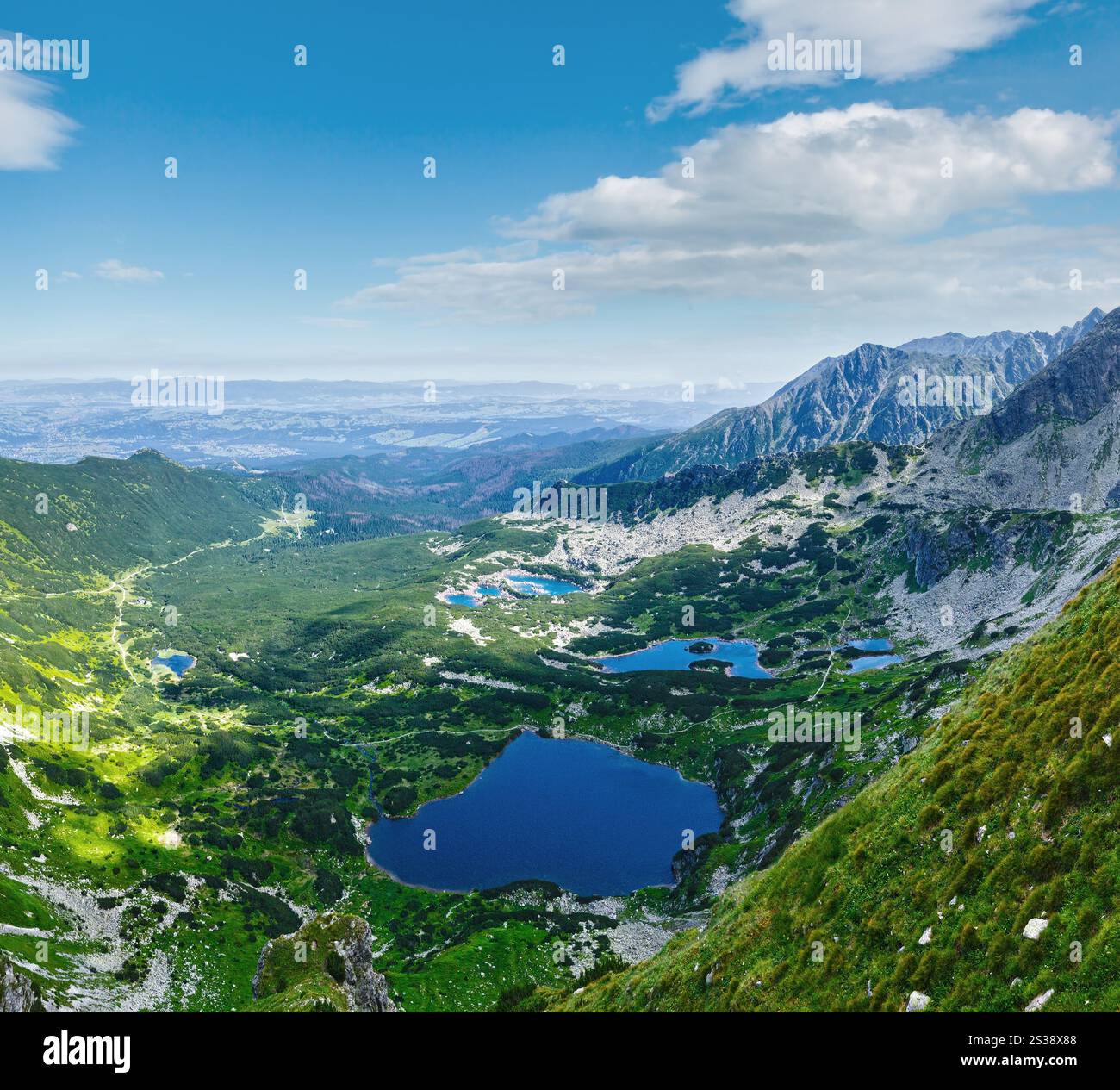 Tatra Mountain summer panorama, Poland, view to Valley Gasienicowa and ...