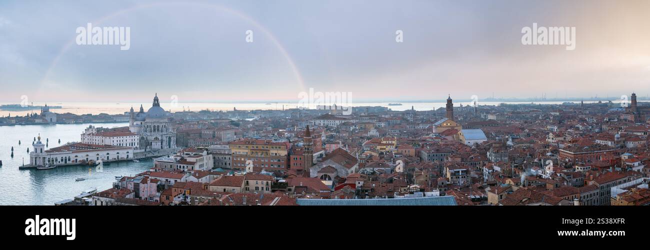 Venice city (Italy) evening top view. Panorama. All people are ...