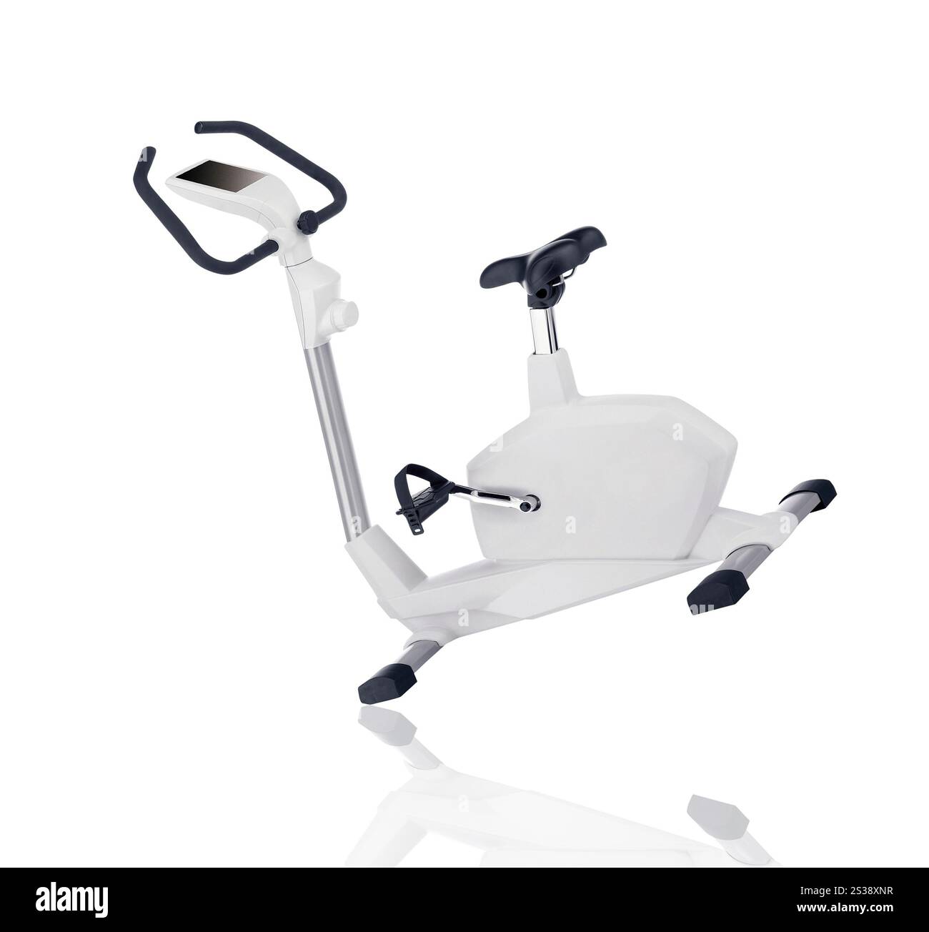 Stationary training bicycle isolated on white background Stock Photo ...