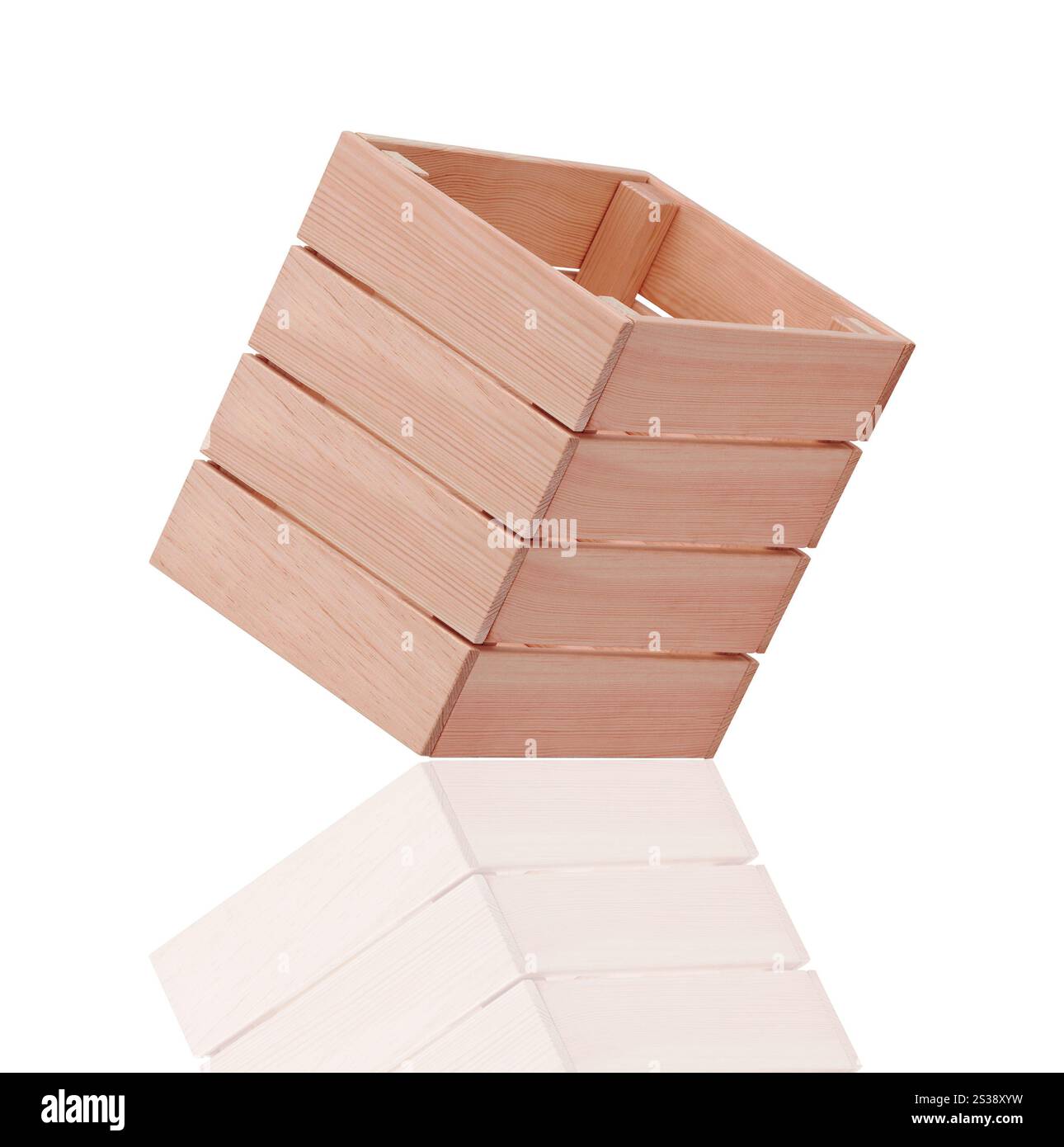 Empty wooden fruit crate isolated on white background. Empty wooden ...
