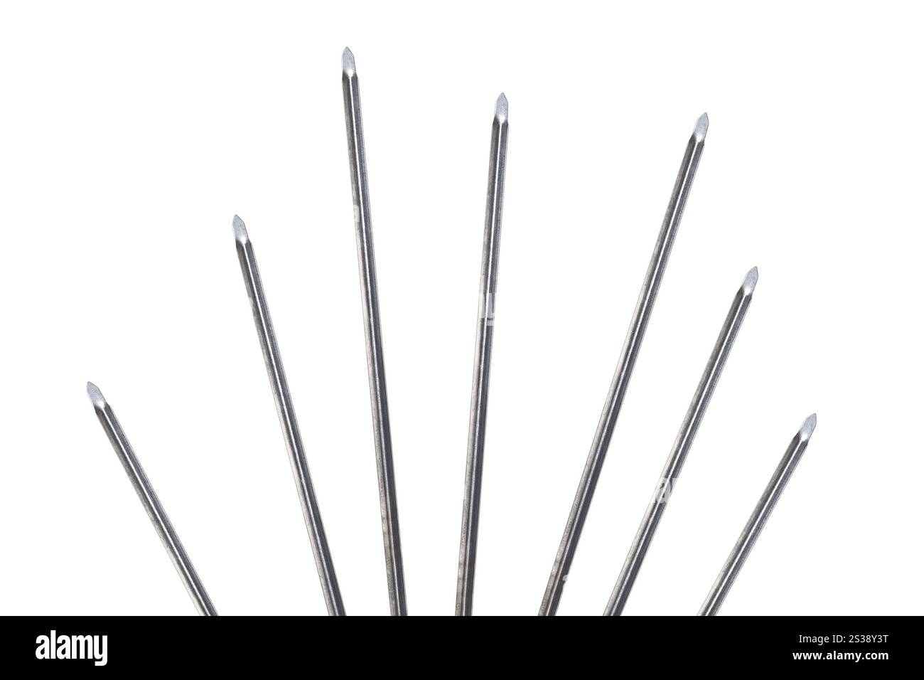metal skewers on white background. metal skewers Stock Photo - Alamy