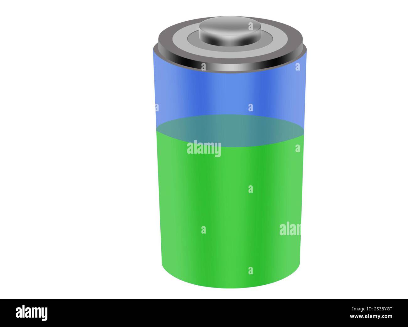 3d render of a half-charged battery illustration depicting the power ...
