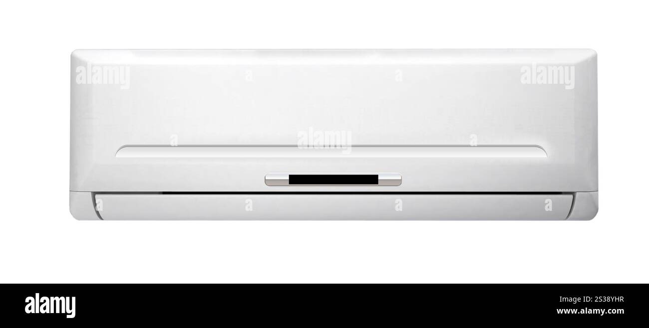Isolated image of a sleek, wall-mounted air conditioning unit with ...
