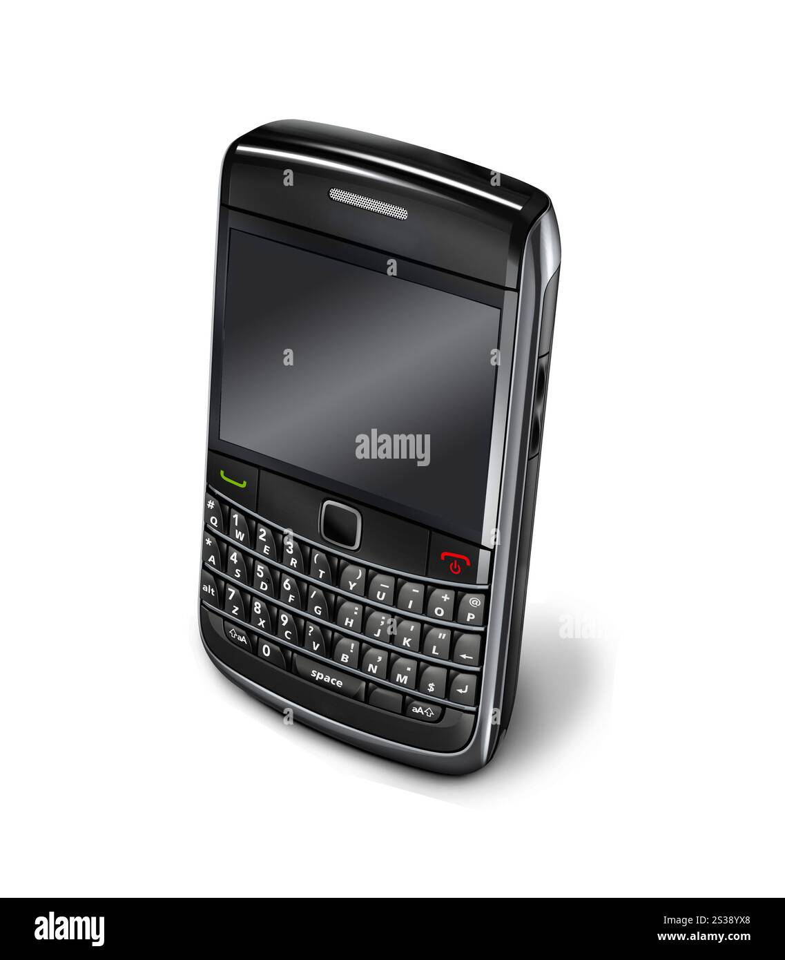 Isolated image of an old-style smartphone with a full qwerty keyboard ...