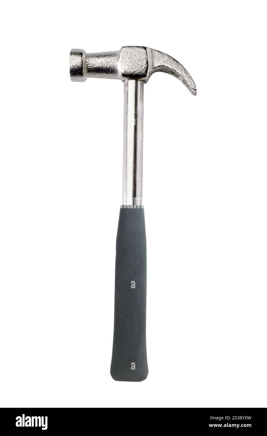 High-quality image of a traditional claw hammer with a metal head and a ...