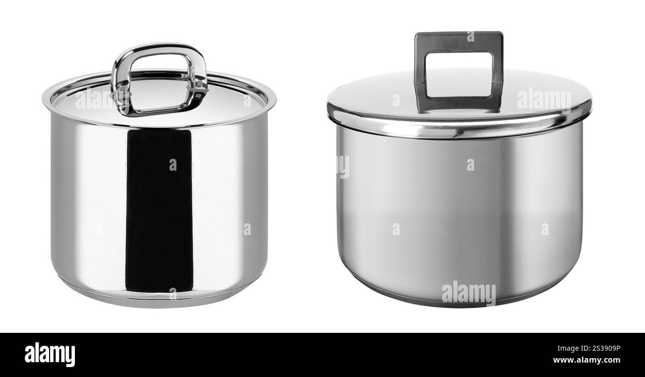stainless steel cooking pot isolated Stock Photo - Alamy