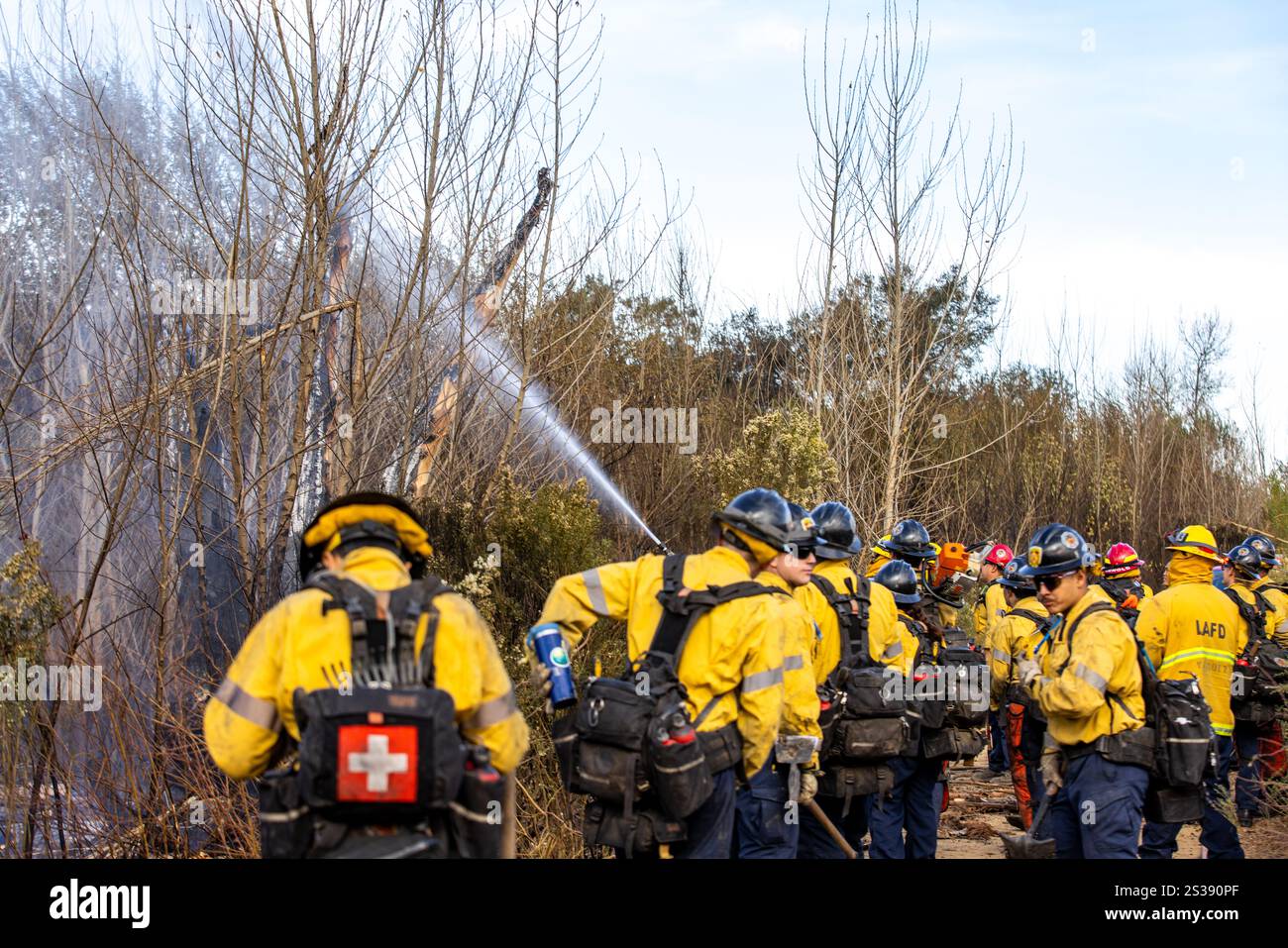 Firefighters battle multiple wildfires across Los Angeles, including the Palisades, Eaton, Hurst ...