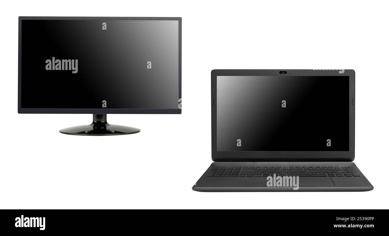 TV flat screen lcd, plasma and laptop isolated Stock Photo - Alamy