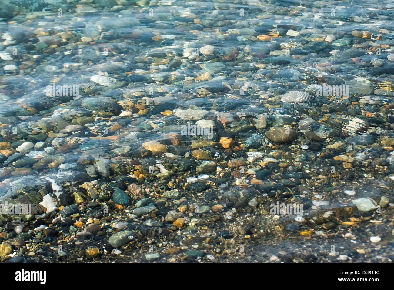 pebble stones on a beach under water Stock Photo - Alamy