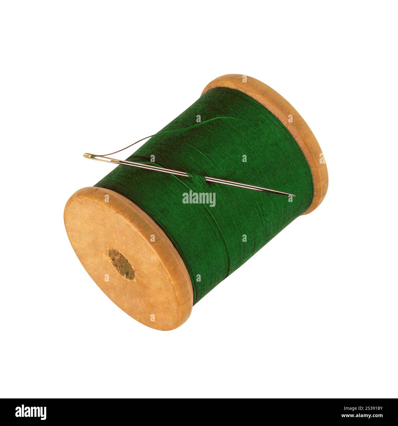 Spool of thread and needle isolated on white background. Spool of ...