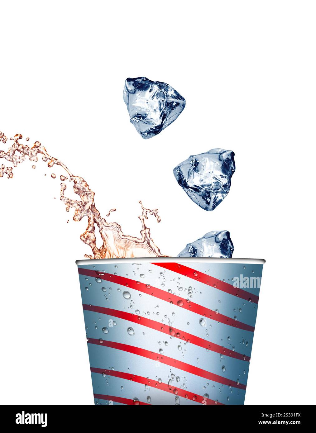 Cold soda in the cup with bubbles isolated on white background. Cold ...