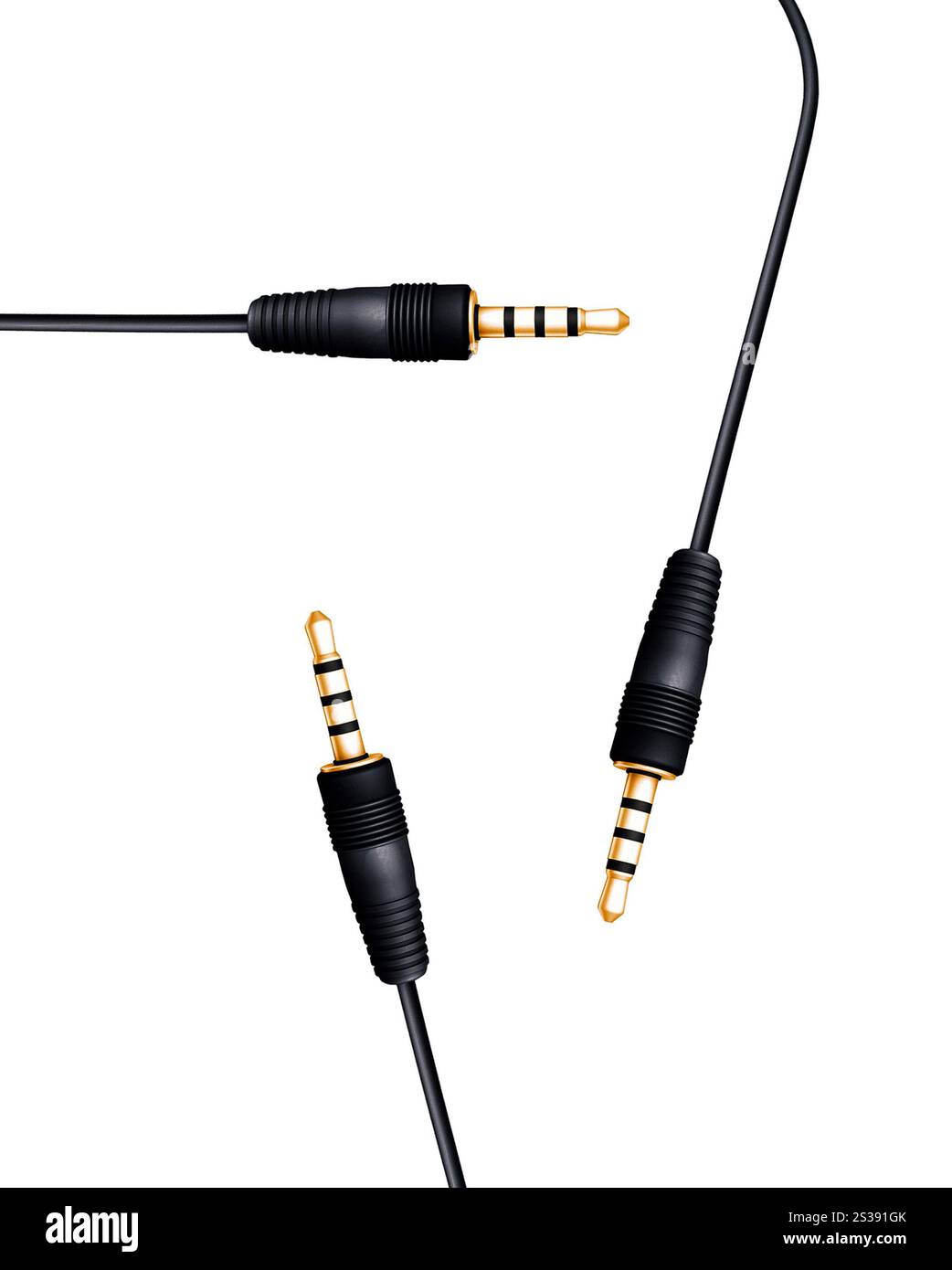 Studio audio cables extending isolated on white background. Studio ...
