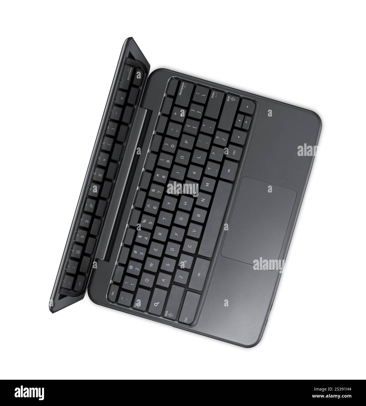 Open black laptop computer, isolated on white background. Open black ...