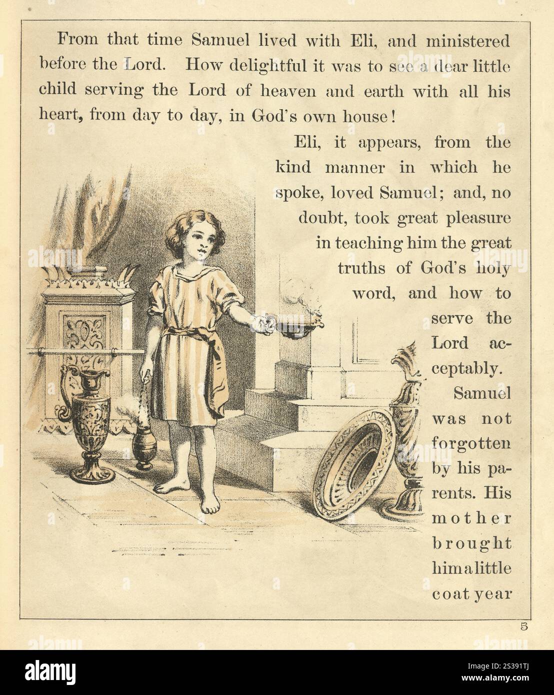 Vintage illustration of Biblical, The Story of Samuel, Samuel's in the ...