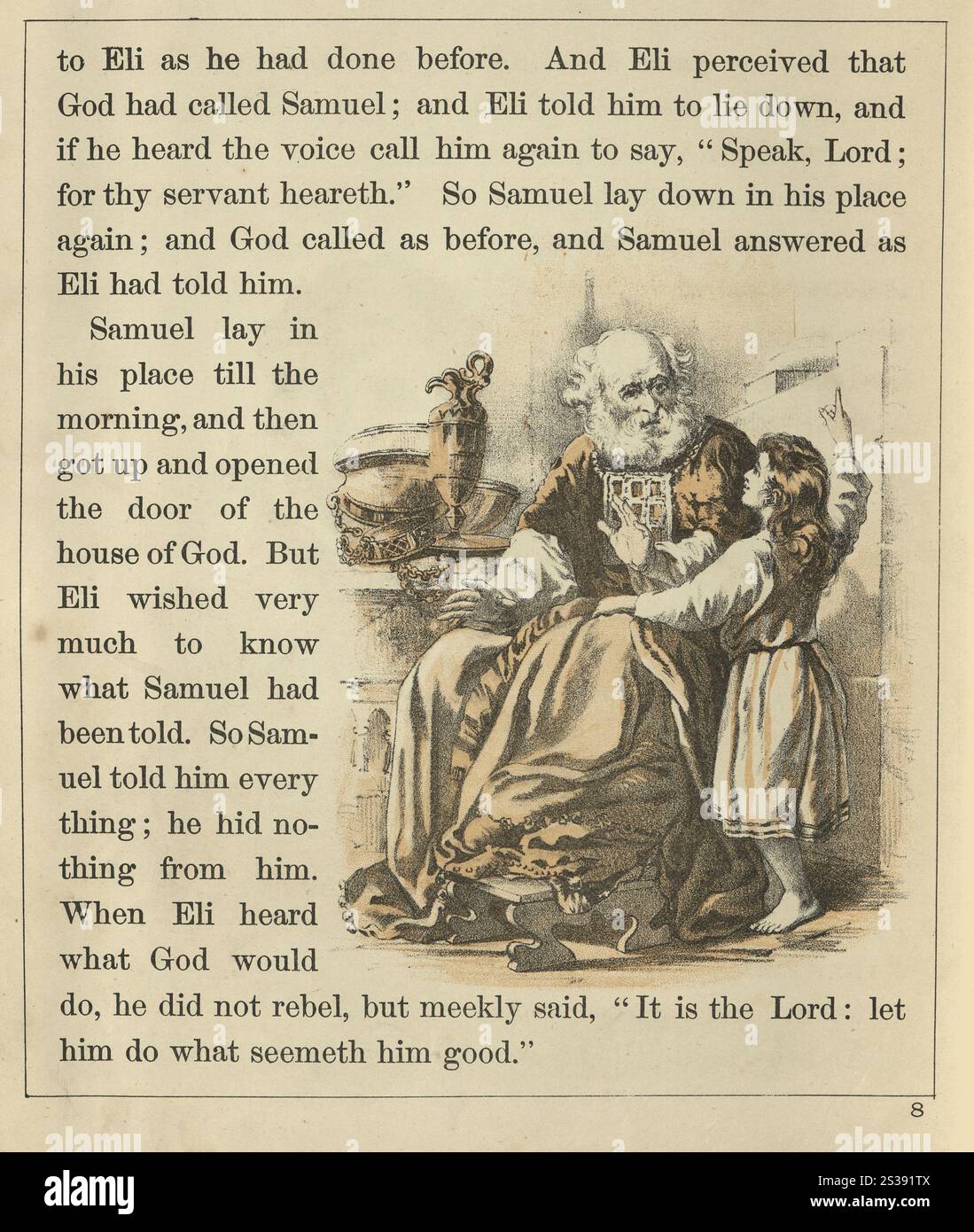 Vintage illustration of Biblical, The Story of Samuel, Samuel and Eli ...