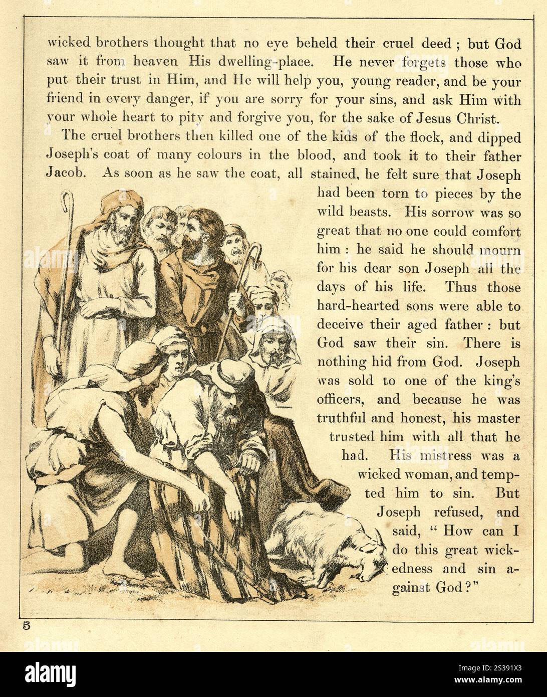 The Story of Joseph, Cruel brothers dip Joseph's cloak in the blood of ...