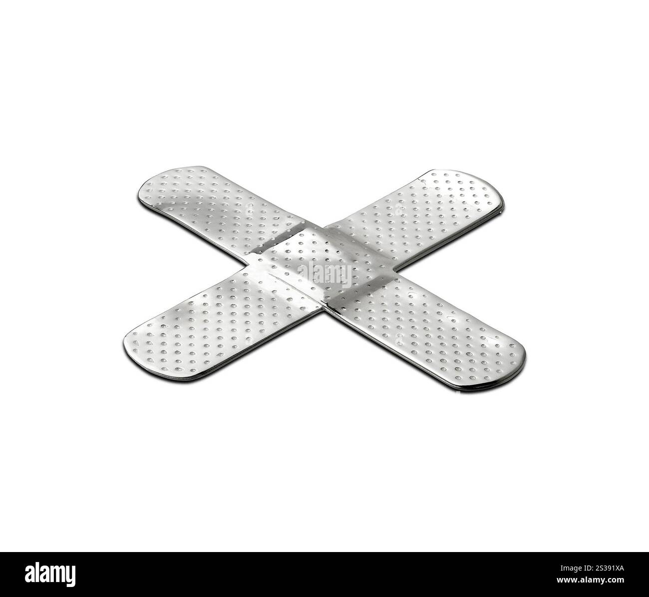 silver patch like cross isolated on white background. silver patch like ...