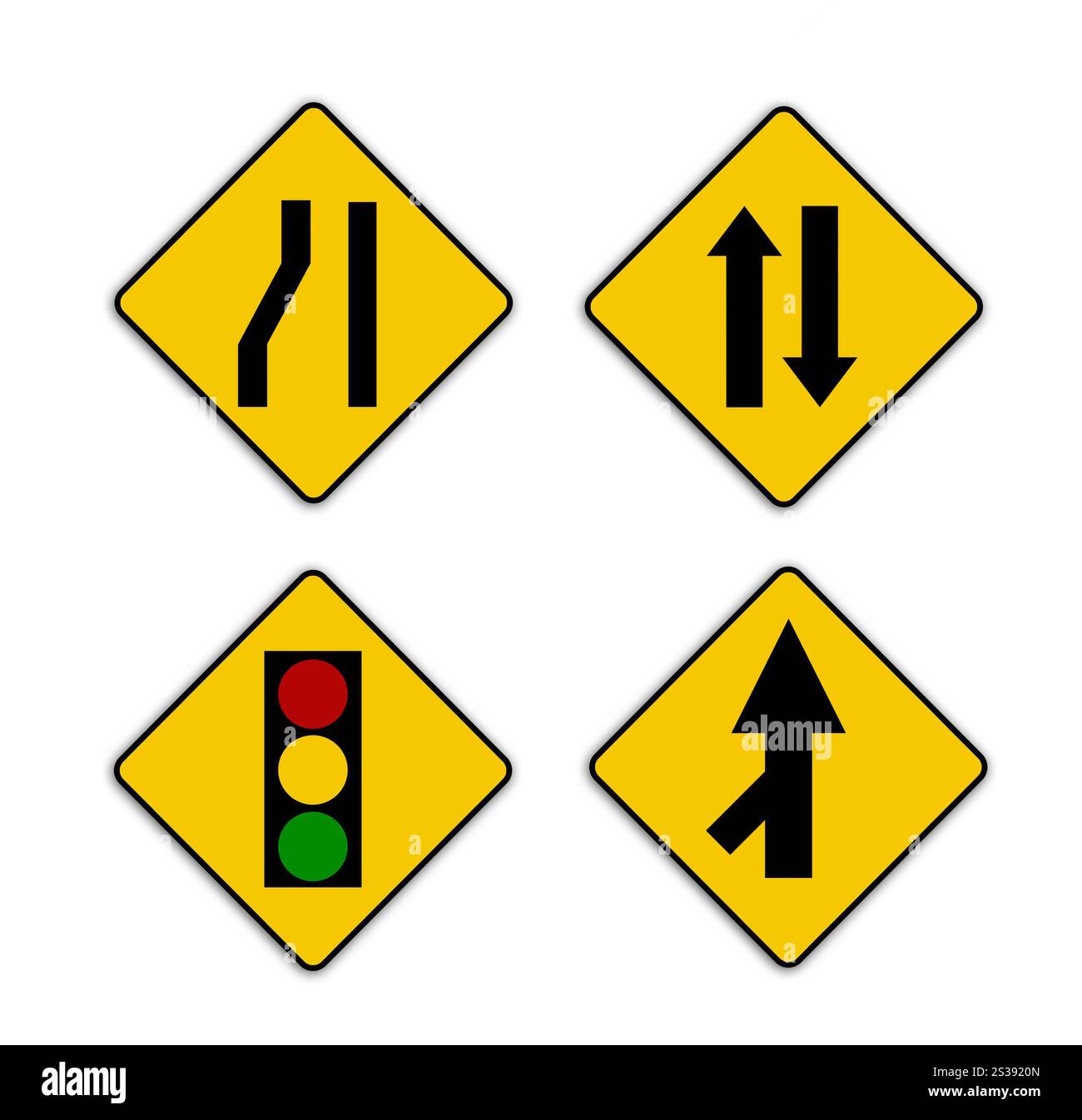 Set of variants Sharp traffic road sign isolated on white background ...