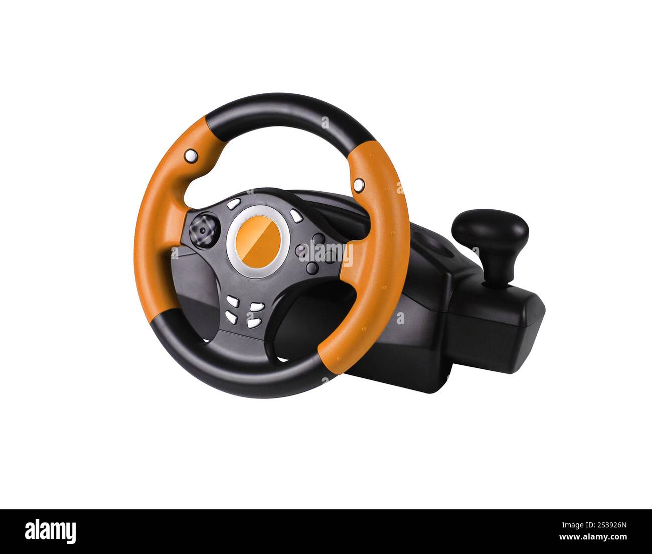 Computer steering wheel isolated on white background. Computer steering ...