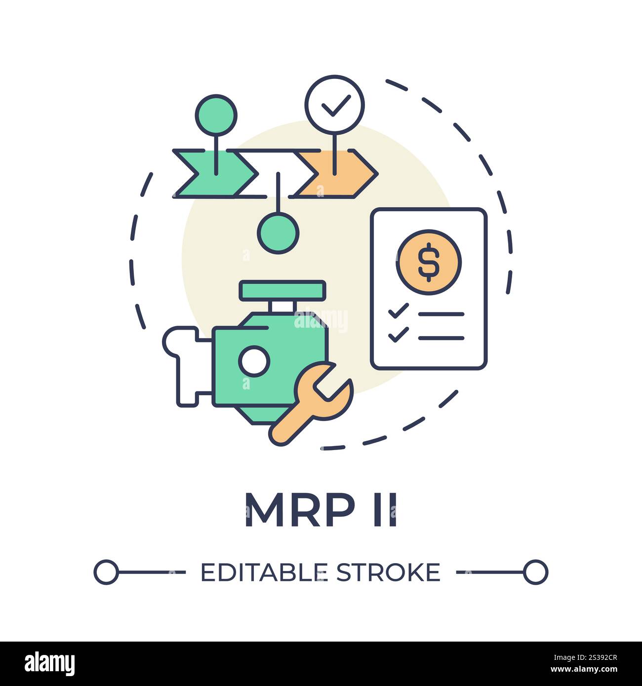 Manufacturing resource planning multi color concept icon Stock Vector ...