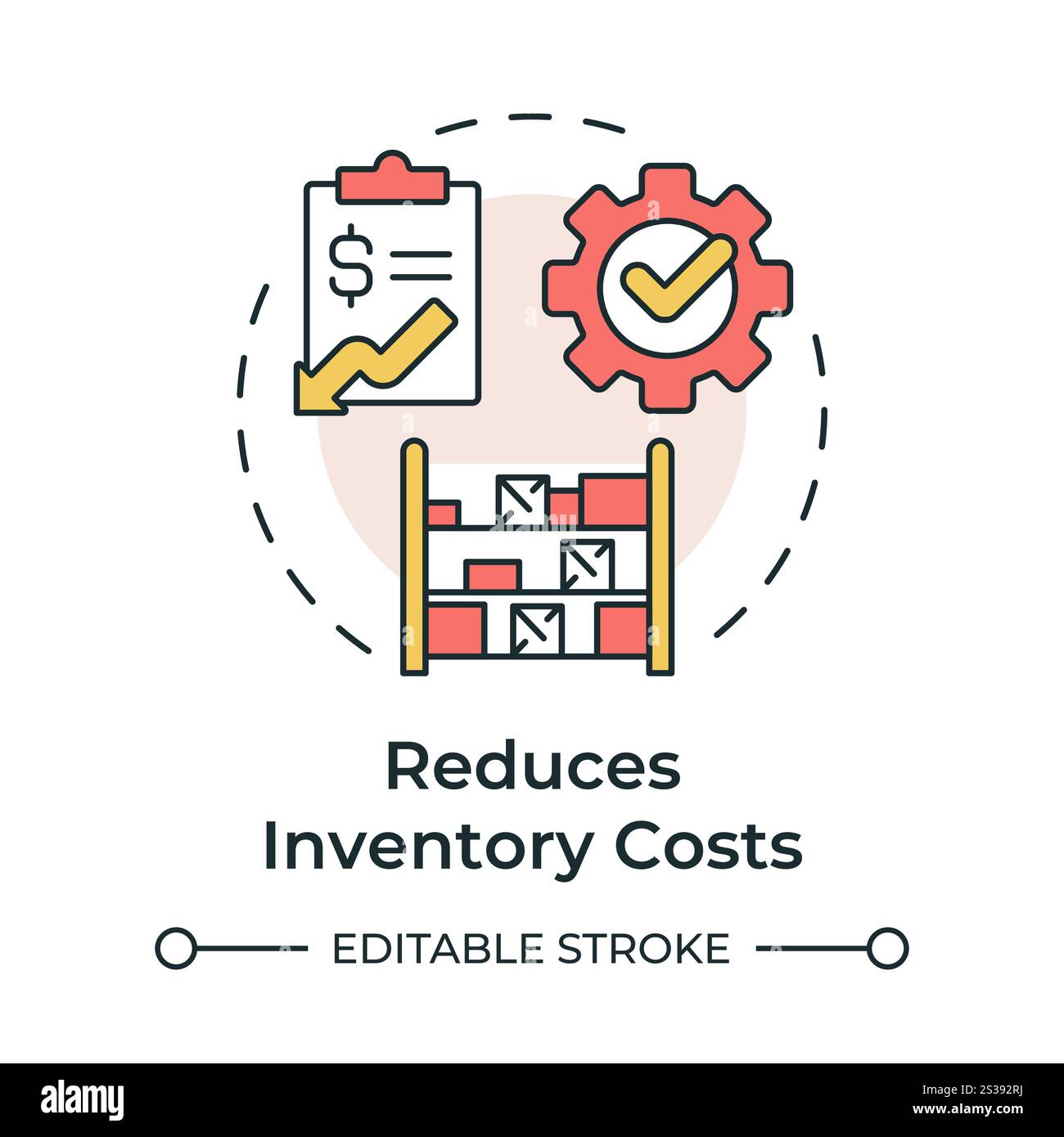 Reduces inventory costs multi color concept icon Stock Vector Image & Art - Alamy