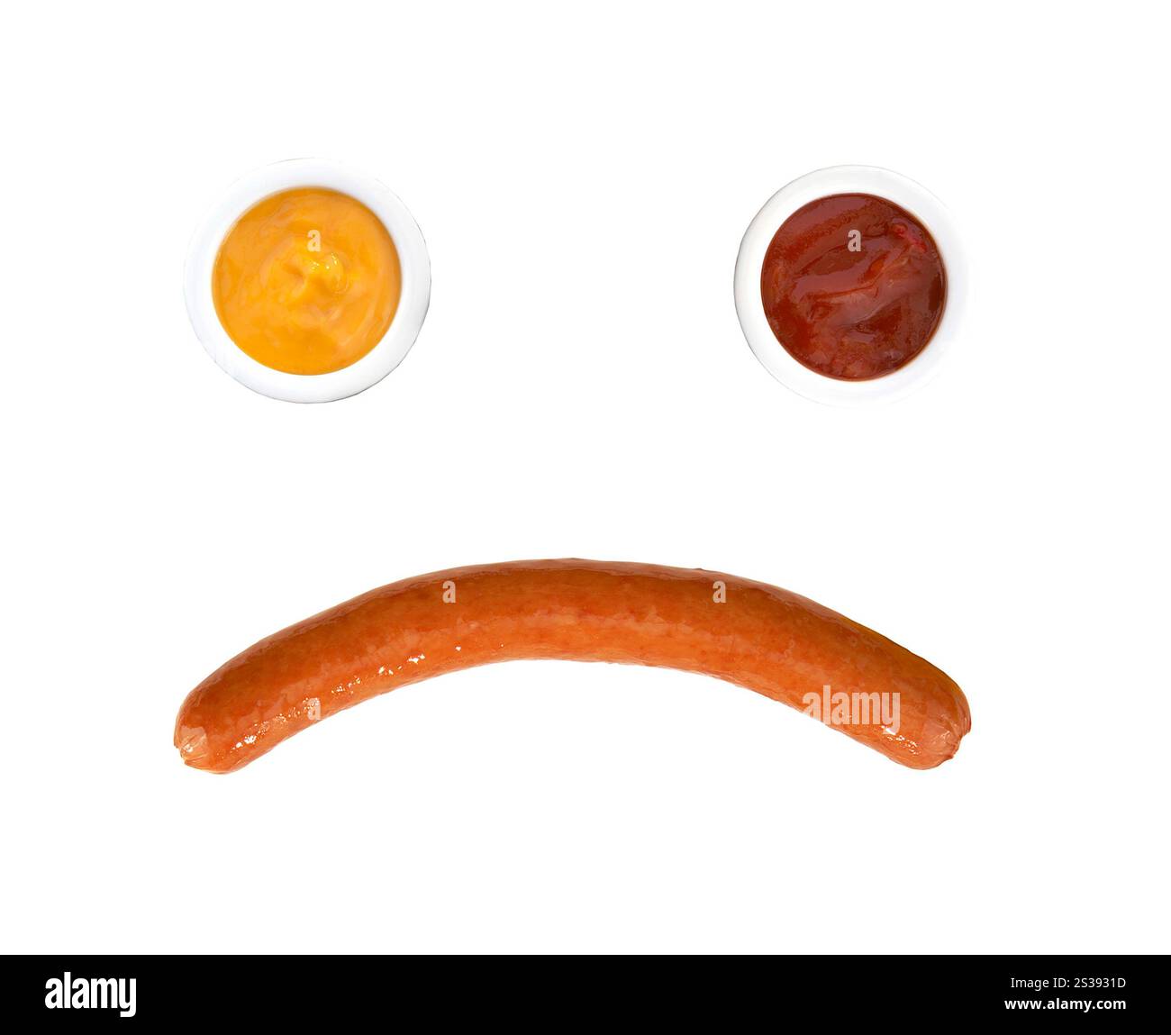 sad face from mustard with ketchup and sousage Stock Photo - Alamy