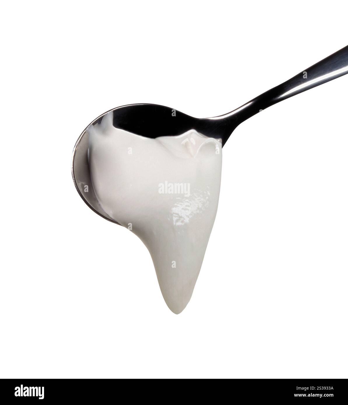 spoon with yogurt isolated on white Stock Photo - Alamy