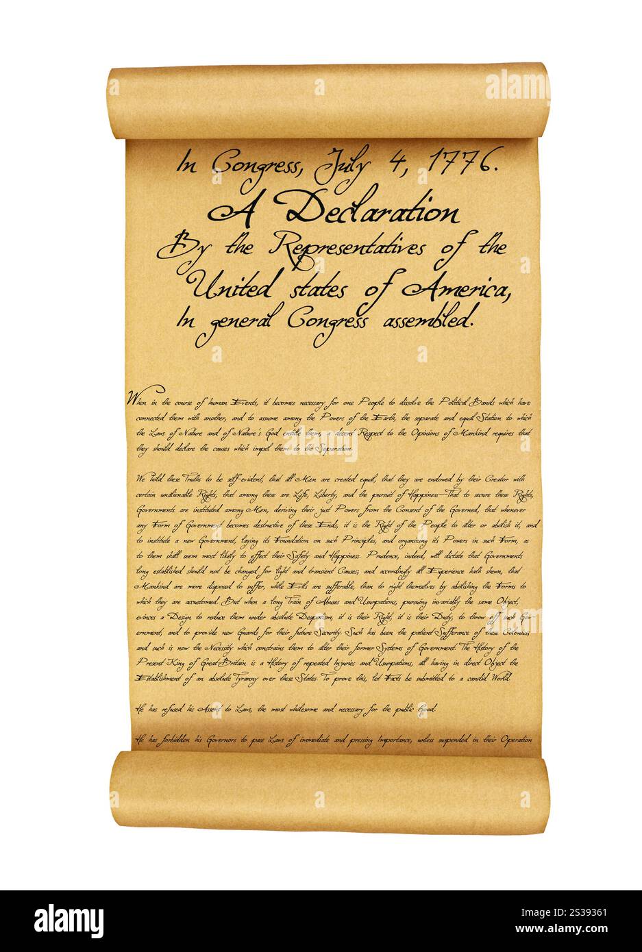 Declaration of independence text Cut Out Stock Images & Pictures - Alamy