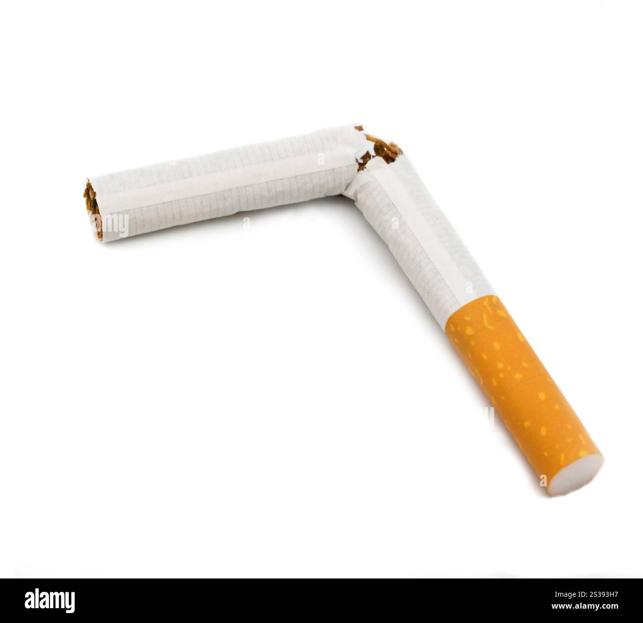 Broken cigarette isolated on white background. Broken cigarette Stock Photo - Alamy