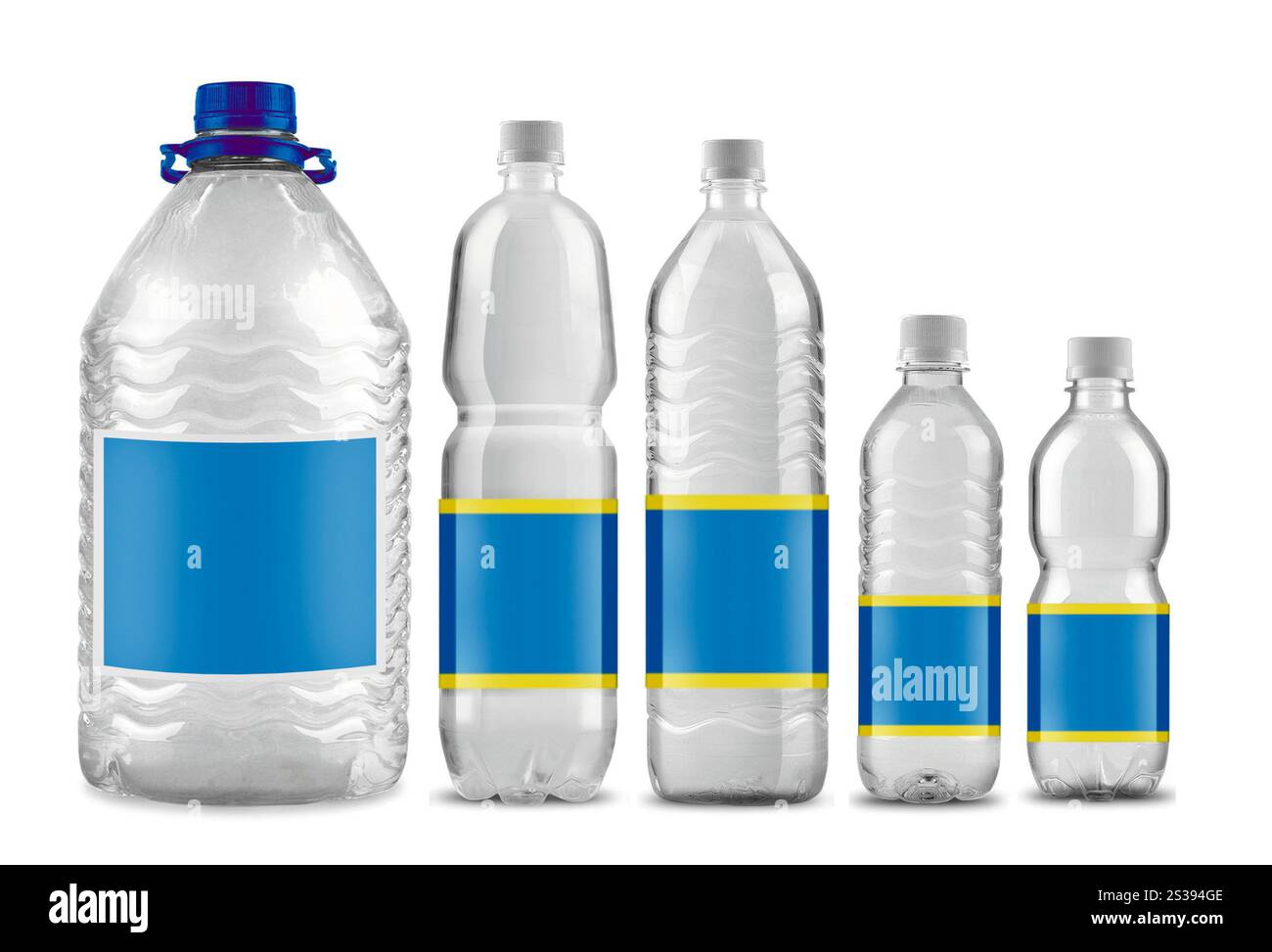 Bottled water in 5 sizes isolated Stock Photo - Alamy