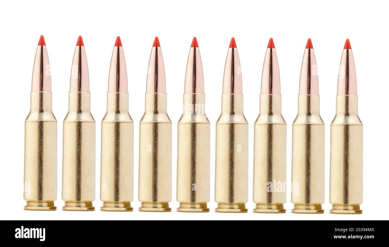 rifle bullets isolated on white background. rifle bullets on white ...
